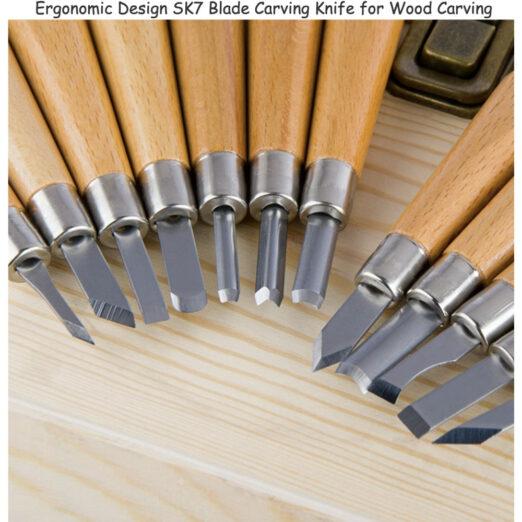 Knife Depot 12 Piece Wood Carving Chisel Set (SK7 Various Blades with ...
