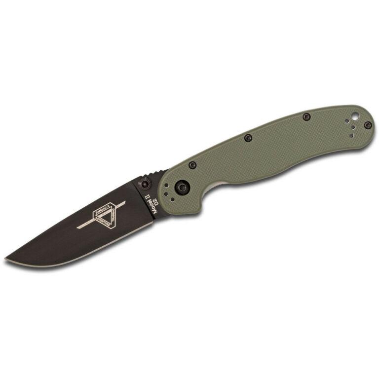 Ontario Knife Co. RAT Model 2 – 3″ Black D2 Blade, OD Green Nylon ...