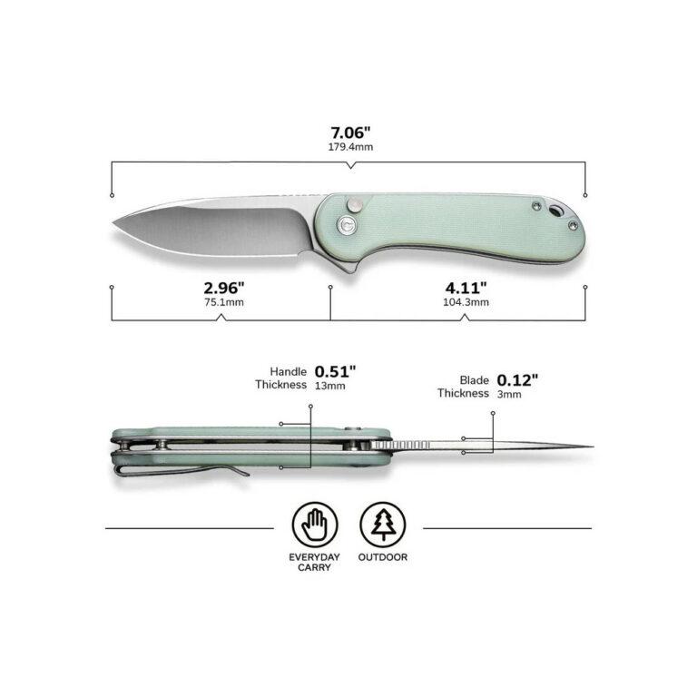 CIVIVI Button Lock Elementum II C18062P-2, Natural (Jade) G10 with ...
